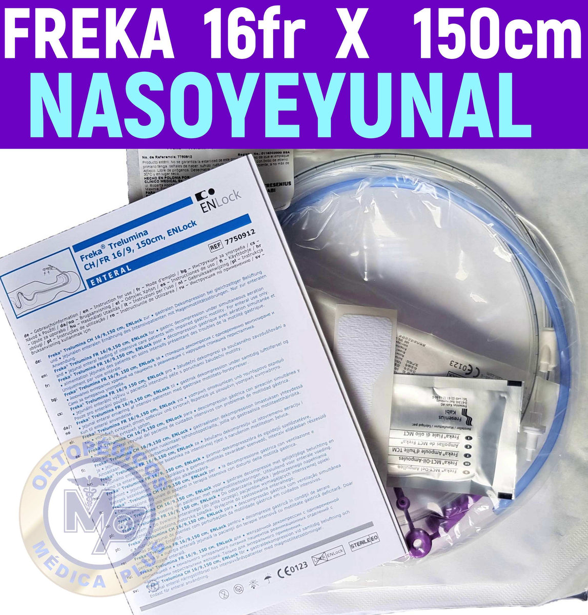 NASOYEYUNAL 16 FR X 150 CM FREKA TRELUMINA CON ACCESORIOS DE FABRICA – ORTOPEDICOS MEDICA PLUS