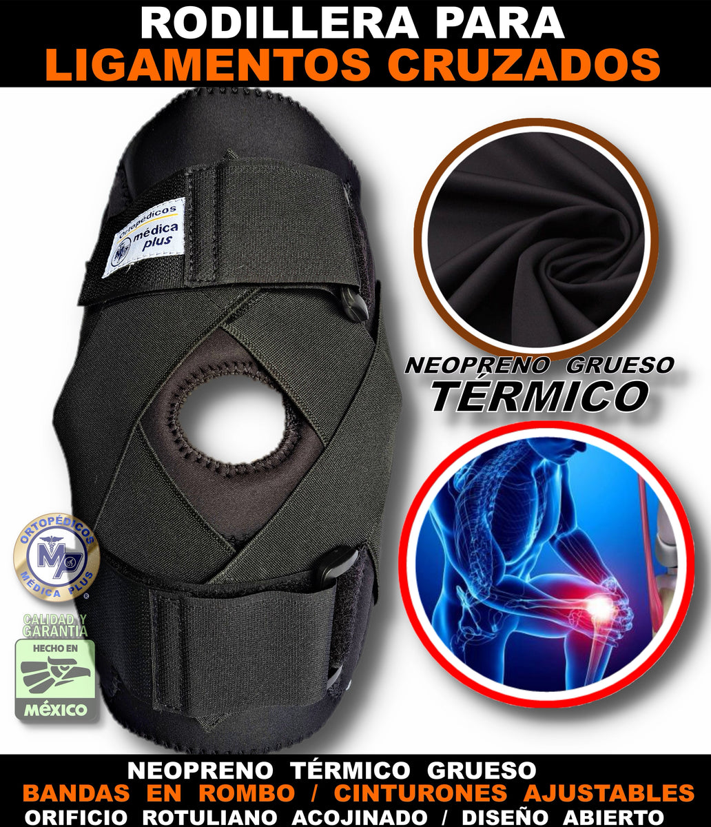RODILLERA PARA LIGAMENTOS CRUZADOS ABIERTA NEOPRENO NEGRO – ORTOPEDICOS ...